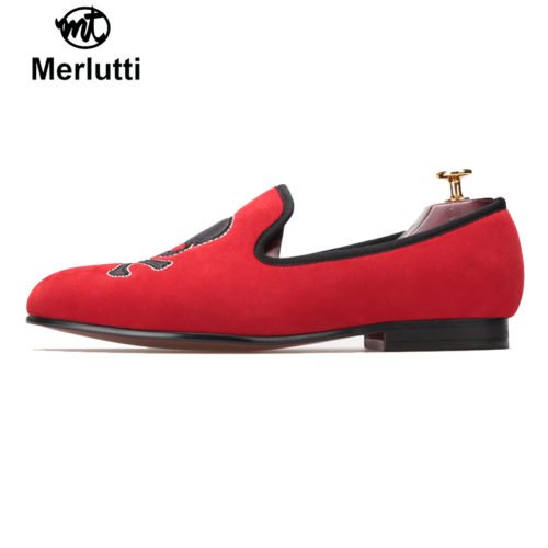 Red Velvet Skull Embroidered - Merlutti