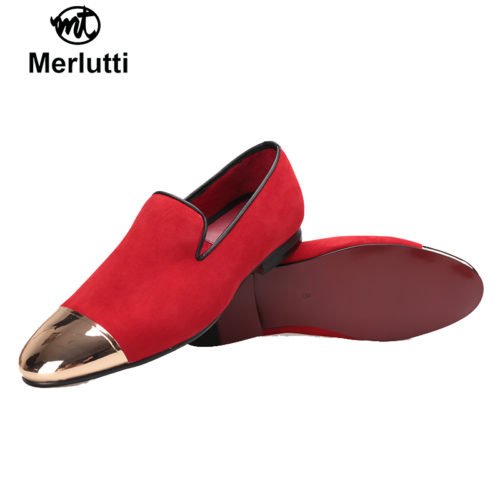 Red Velvet Gold Metal Toe - Merlutti