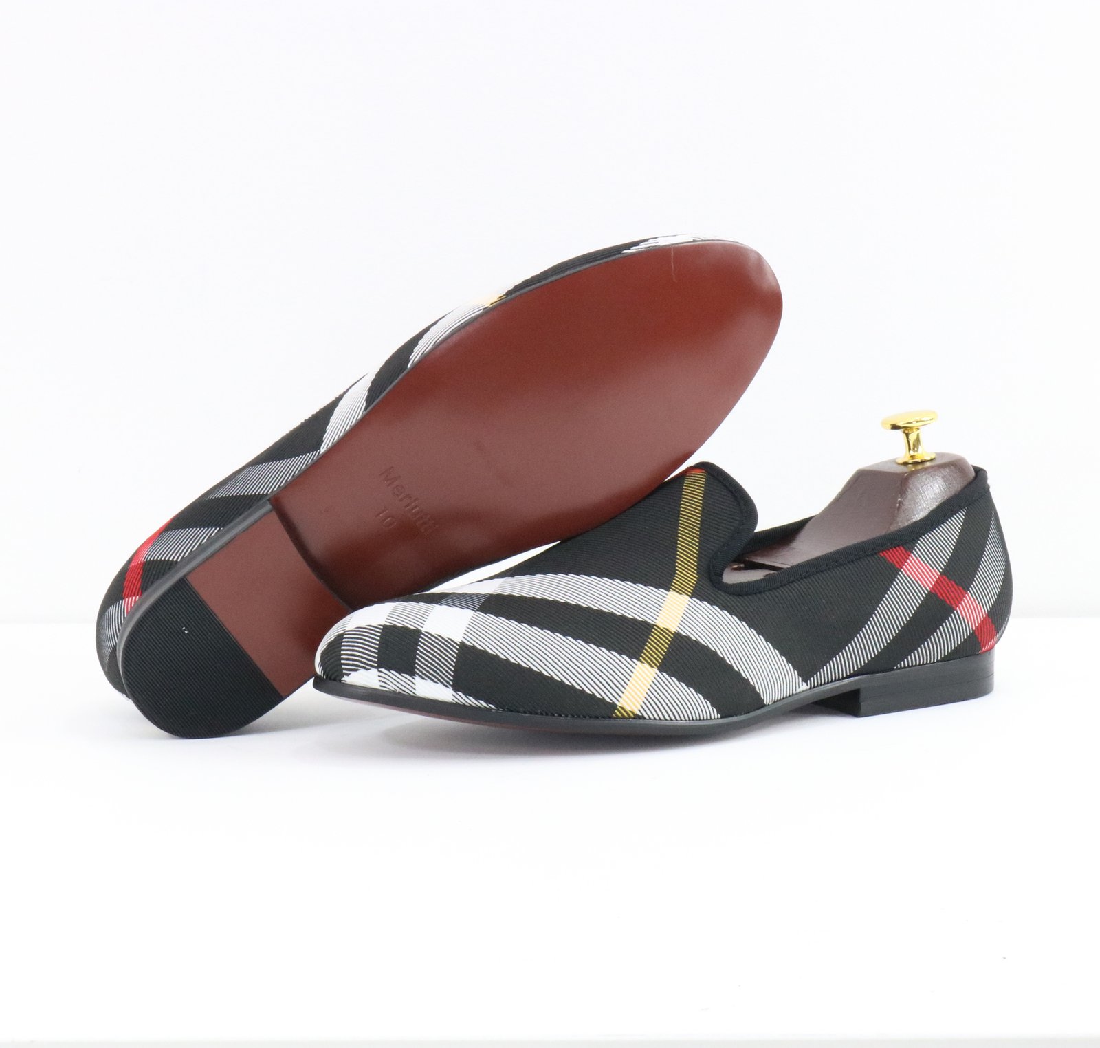 Plaid Black Men Casual Loafers - Merlutti